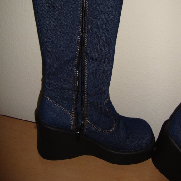Shoes | Womens Denim Platform Boots | Poshmark